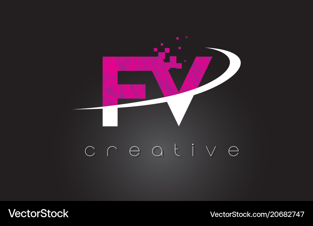Fv f v creative letters design with white pink Vector Image