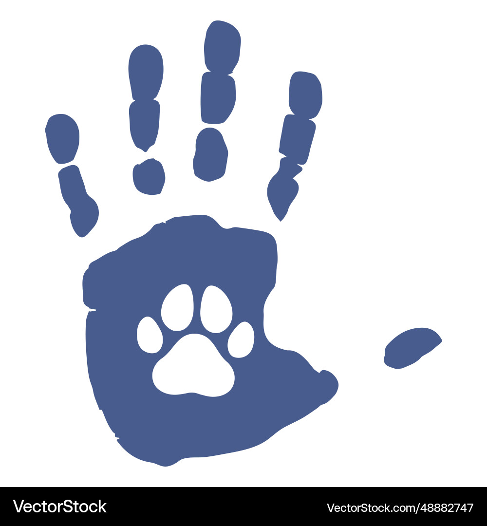 Handprint dog footprint flat Royalty Free Vector Image