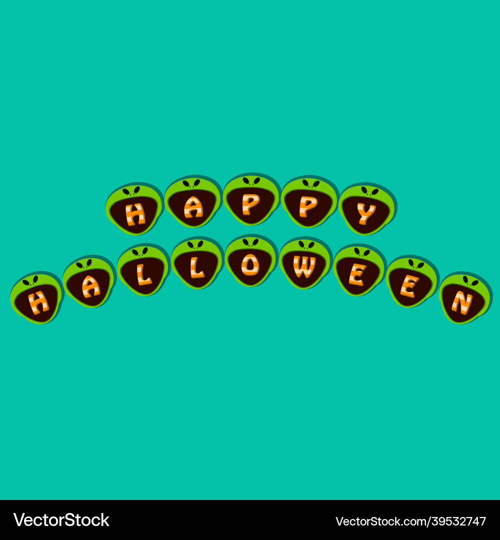 Happy halloween text on alien head character Vector Image