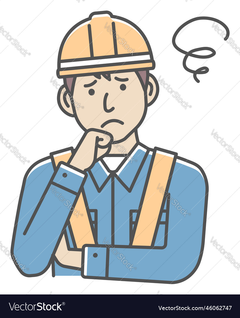 Male blue collar worker gesture thinking worried Vector Image