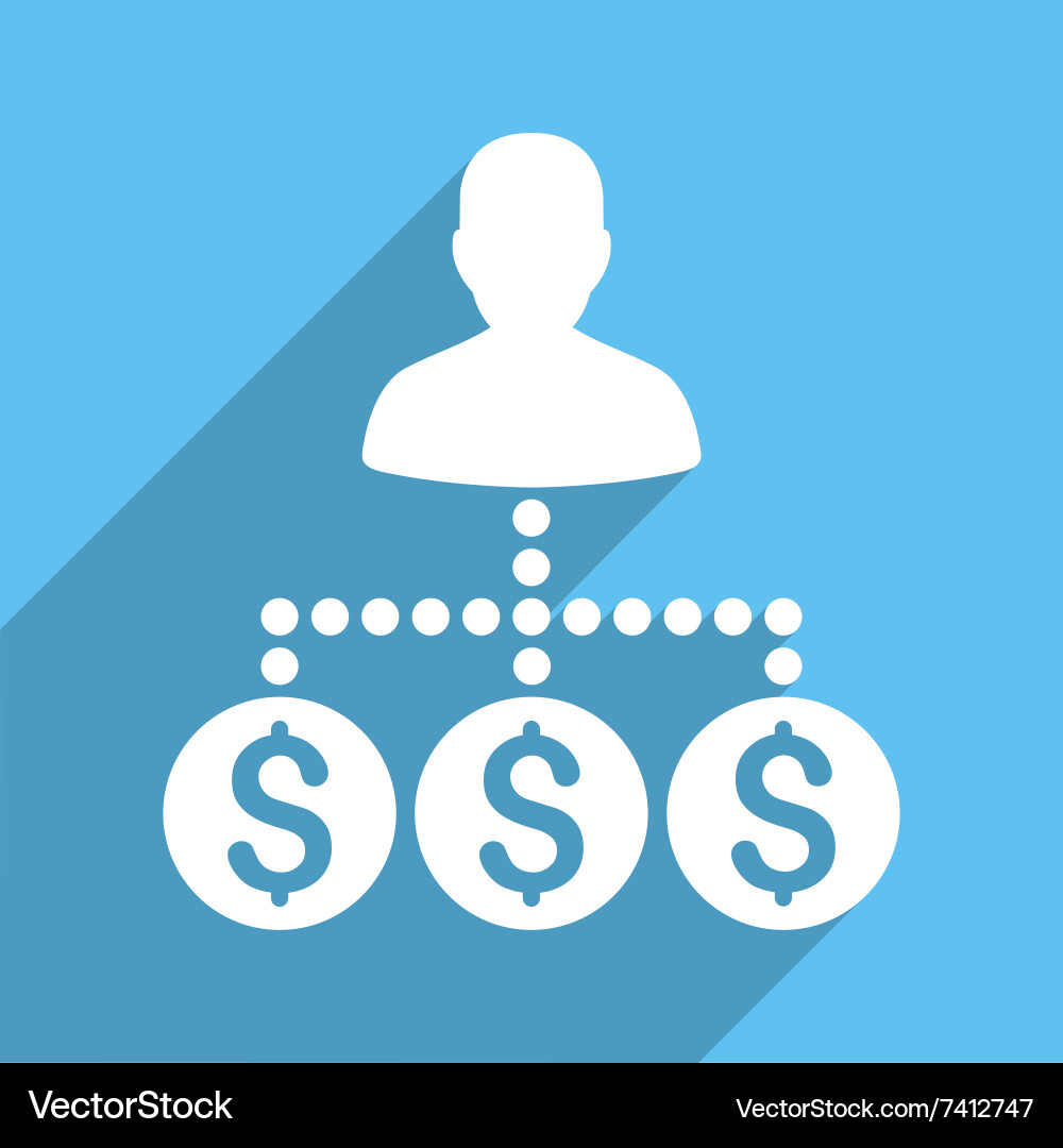 Money collector long shadow square icon Royalty Free Vector