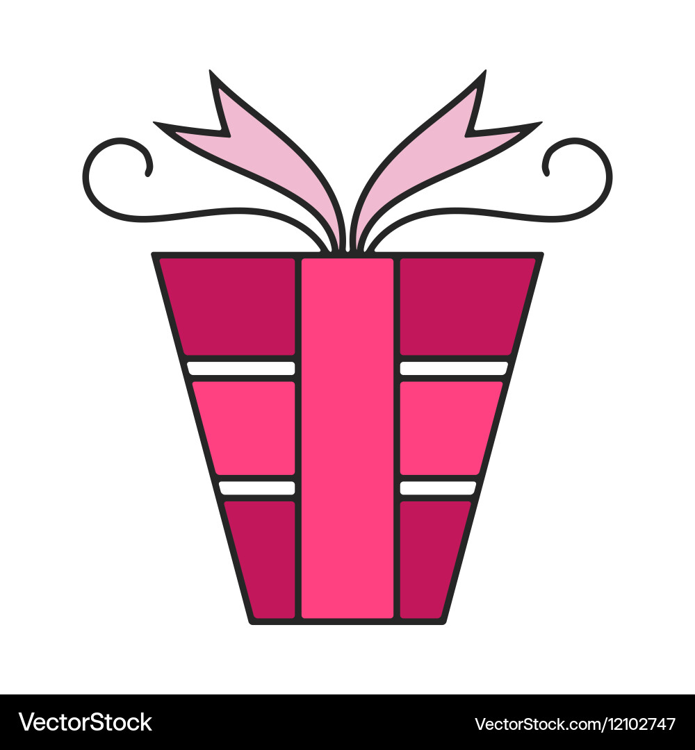 Pink gift box packing for surprise flat color Vector Image