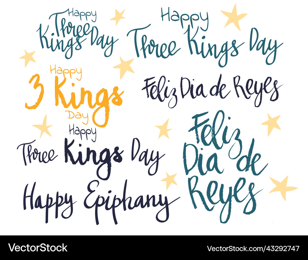 Three kings day celebration handwritten lettering Vector Image