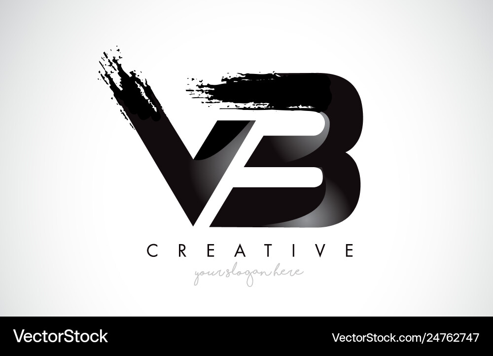 Vb letter design with brush stroke and modern 3d Vector Image
