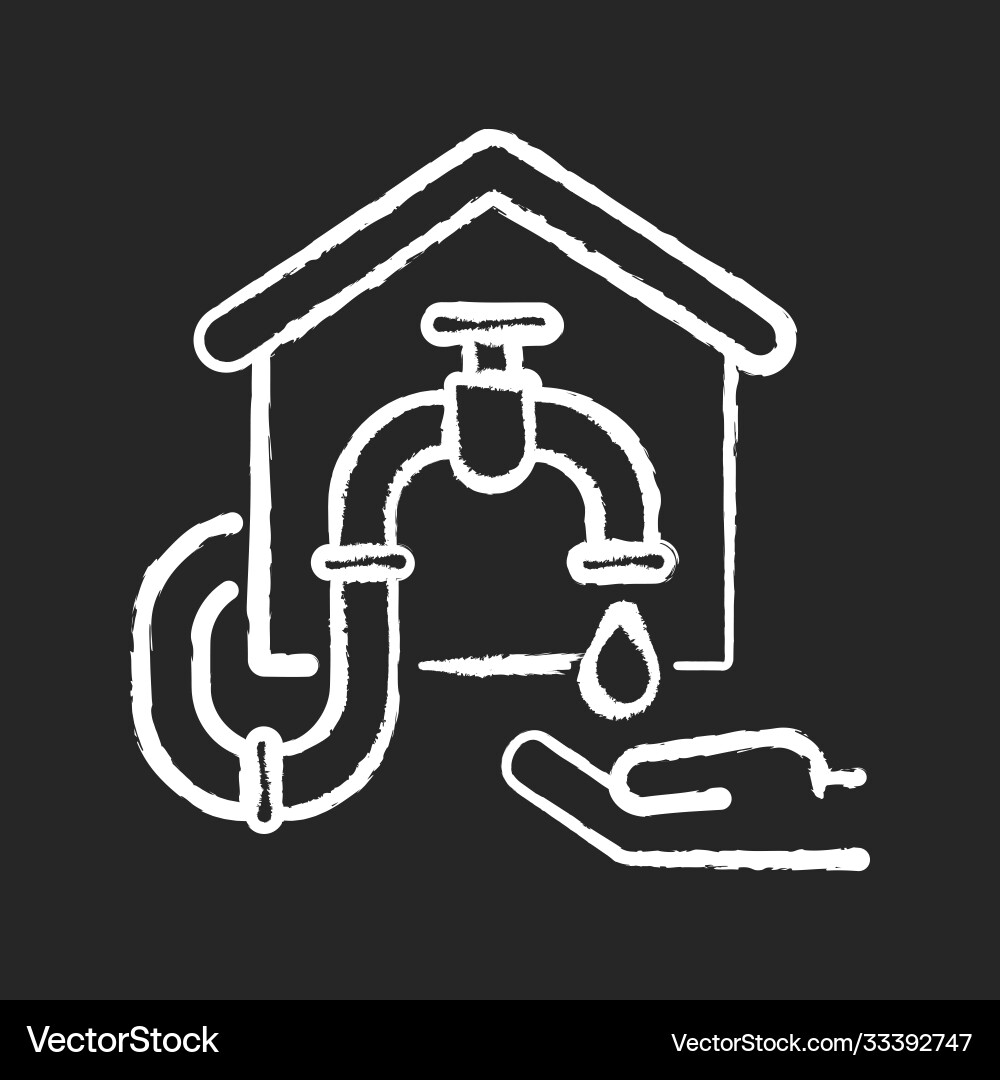 Water connection chalk white icon on black Vector Image