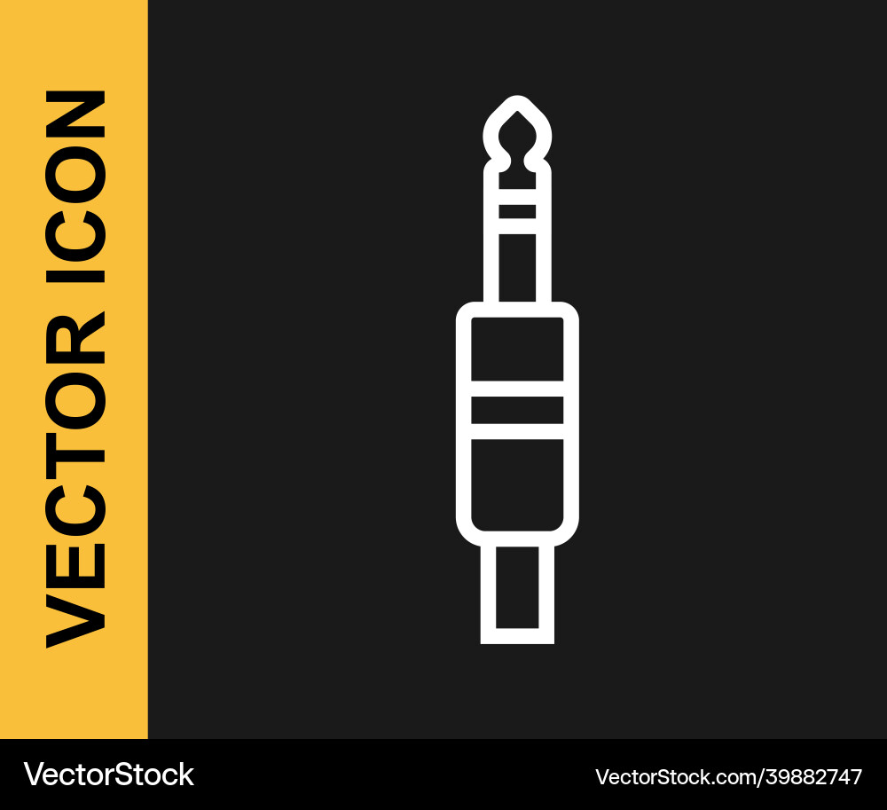 White line audio jack icon isolated on black Vector Image