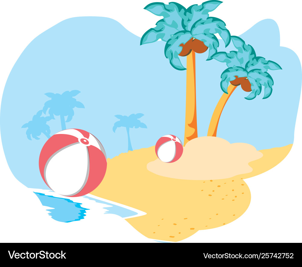 Ball plastic toy in beach Royalty Free Vector Image