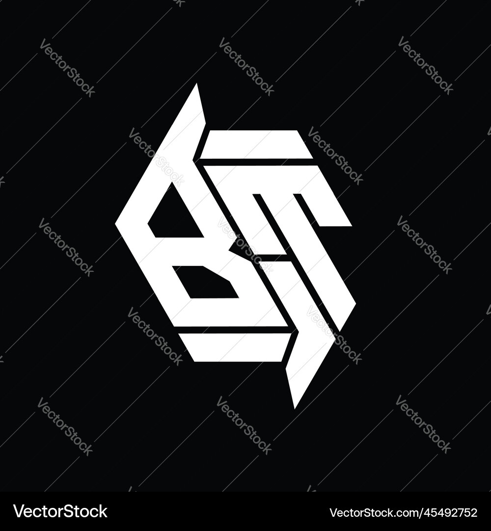 Bt logo monogram hexagon abstract shape images Vector Image