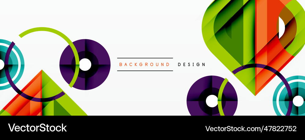 Colorful triangles and round shapes background Vector Image