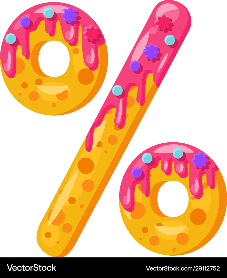 Donut cartoon percent symbol Royalty Free Vector Image