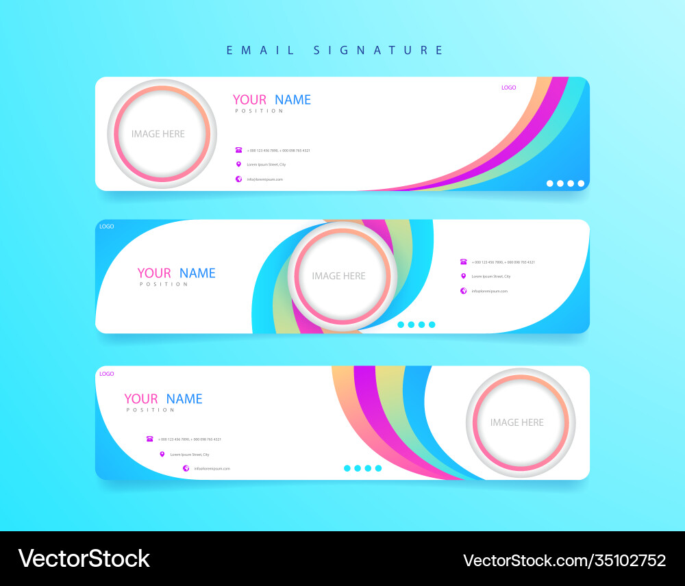 Email signature template full color Royalty Free Vector