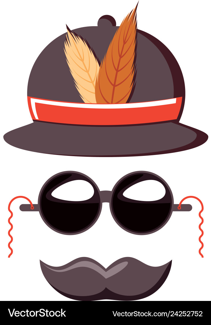 Hat soldier carnival accessory with sunglasses Vector Image