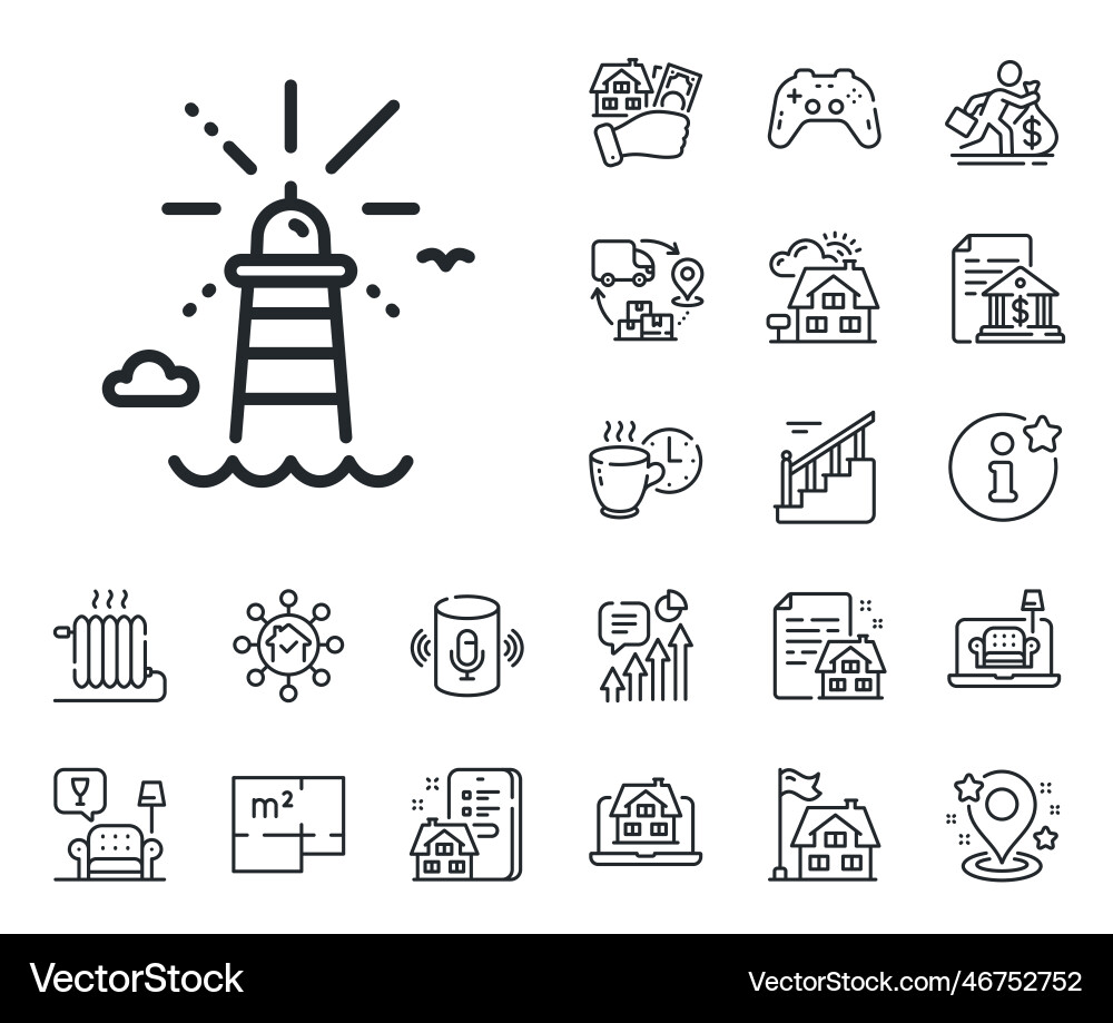 Lighthouse line icon beacon tower sign Royalty Free Vector