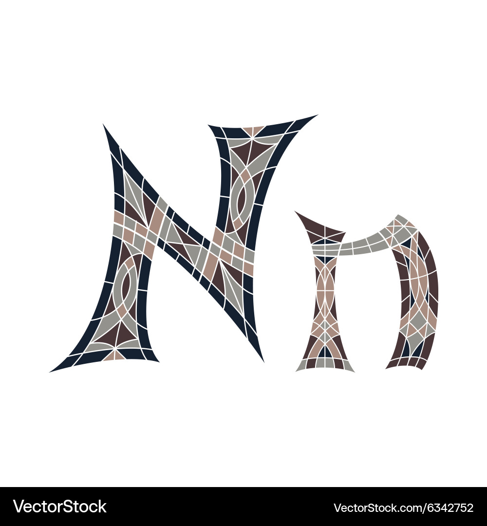 Low poly letter N in brown mosaic polygon Vector Image