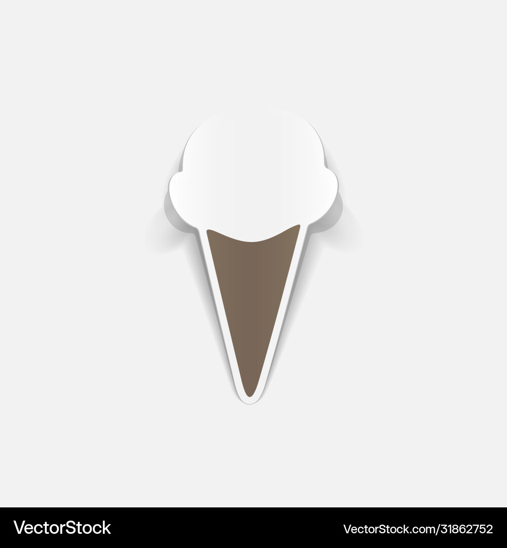 Realistic paper sticker ice cream Royalty Free Vector Image