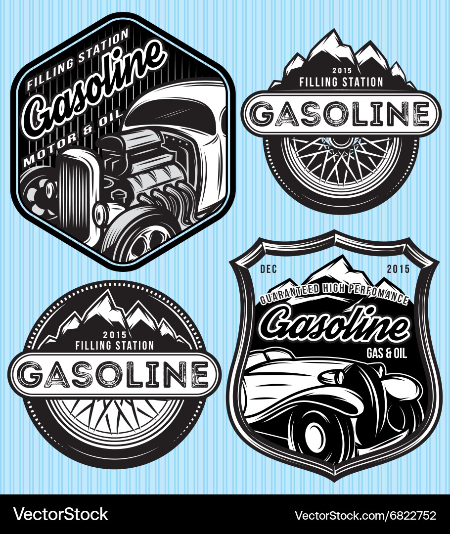 Set badges for advertising gasoline Royalty Free Vector