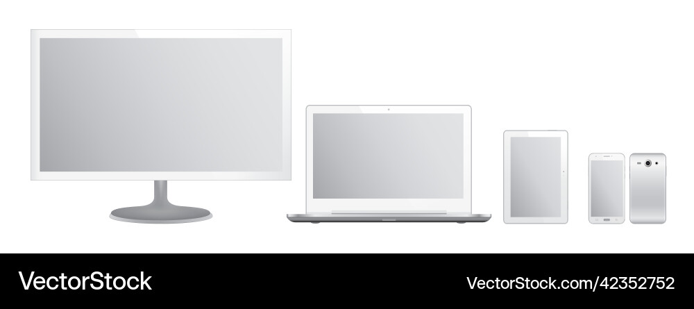 Set of white gadgets and computer devices Vector Image