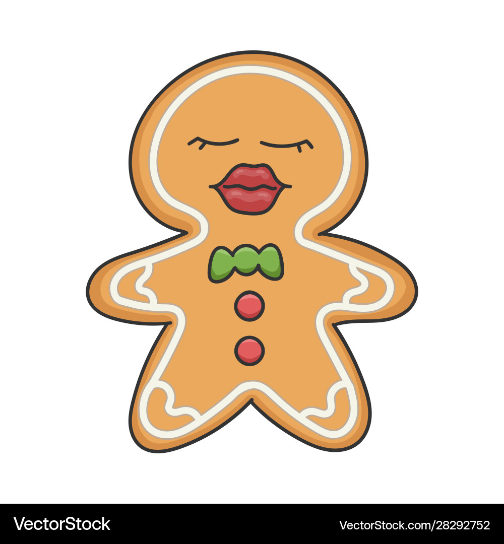 Sexy red lips christmas holiday ginger bread Vector Image
