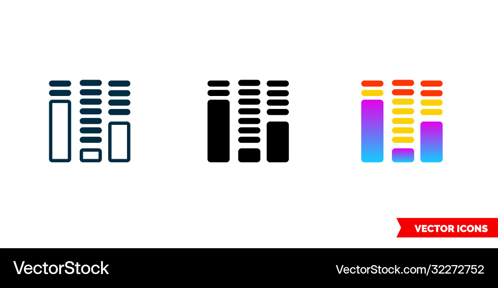 Sound bars icon 3 types isolated sign Royalty Free Vector
