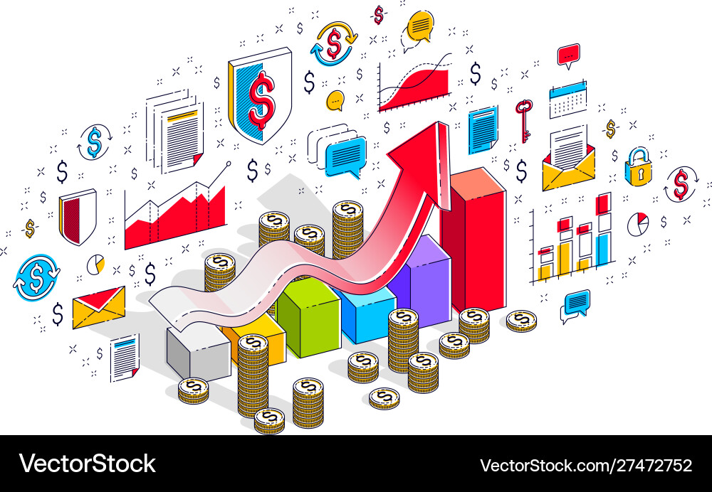 Success and income increase concept growth chart Vector Image