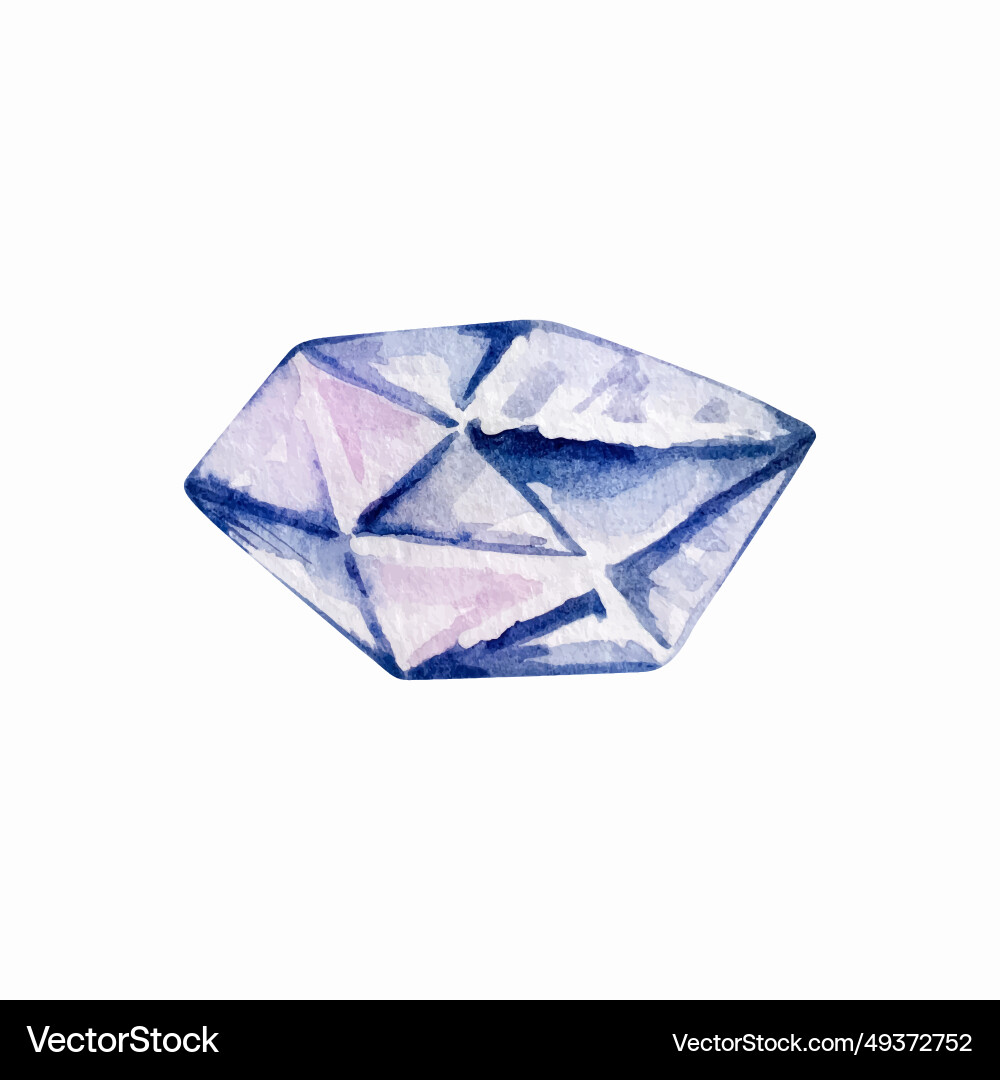 Watercolor blue crystal Royalty Free Vector Image