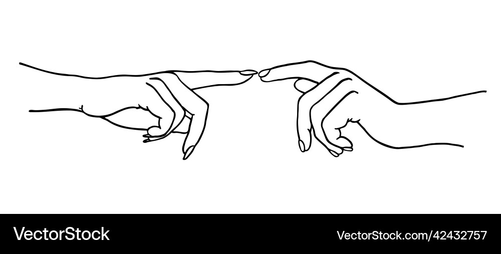 Artistic drawing of hands touching each Royalty Free Vector