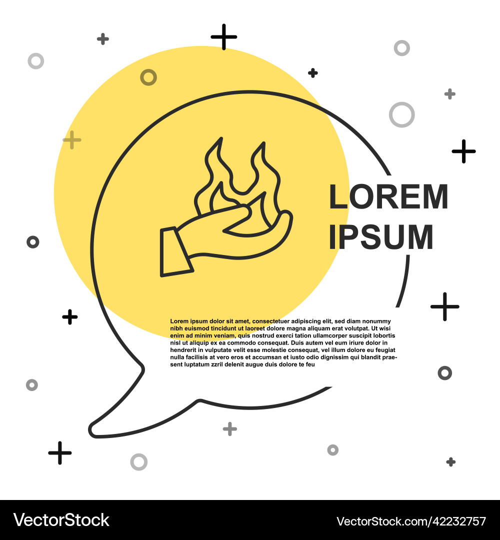 Black line hand holding a fire icon isolated Vector Image