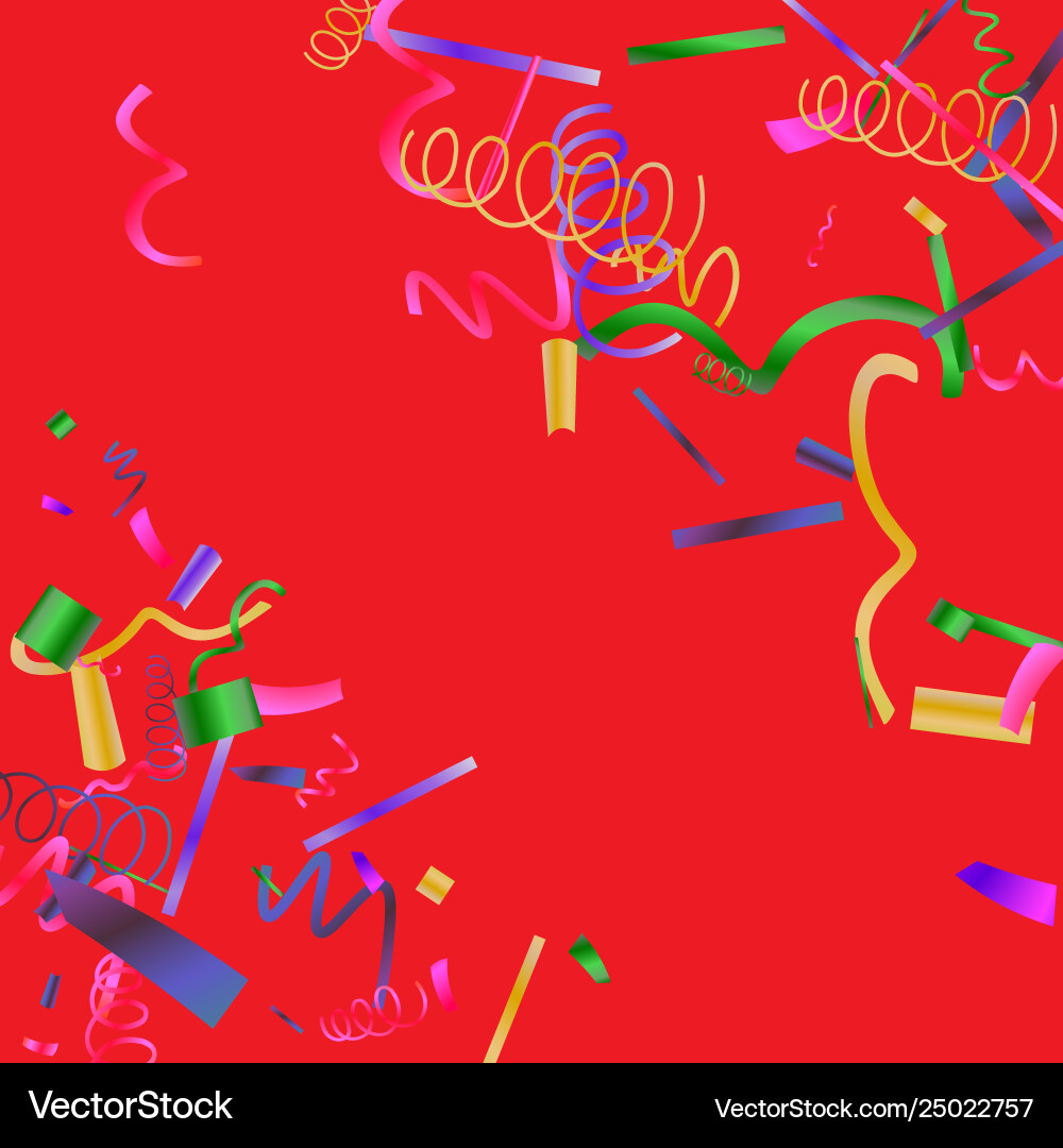 Colorful colored confetti on a red background Vector Image