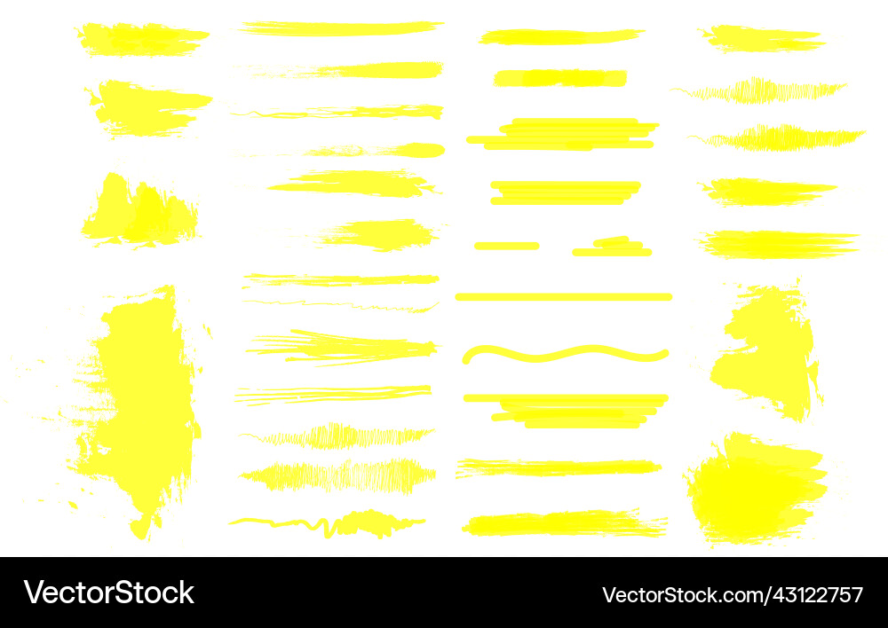 Hand drawn yellow highlighter pen strokes doodle Vector Image