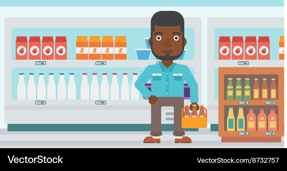 Man with pack of beer Royalty Free Vector Image