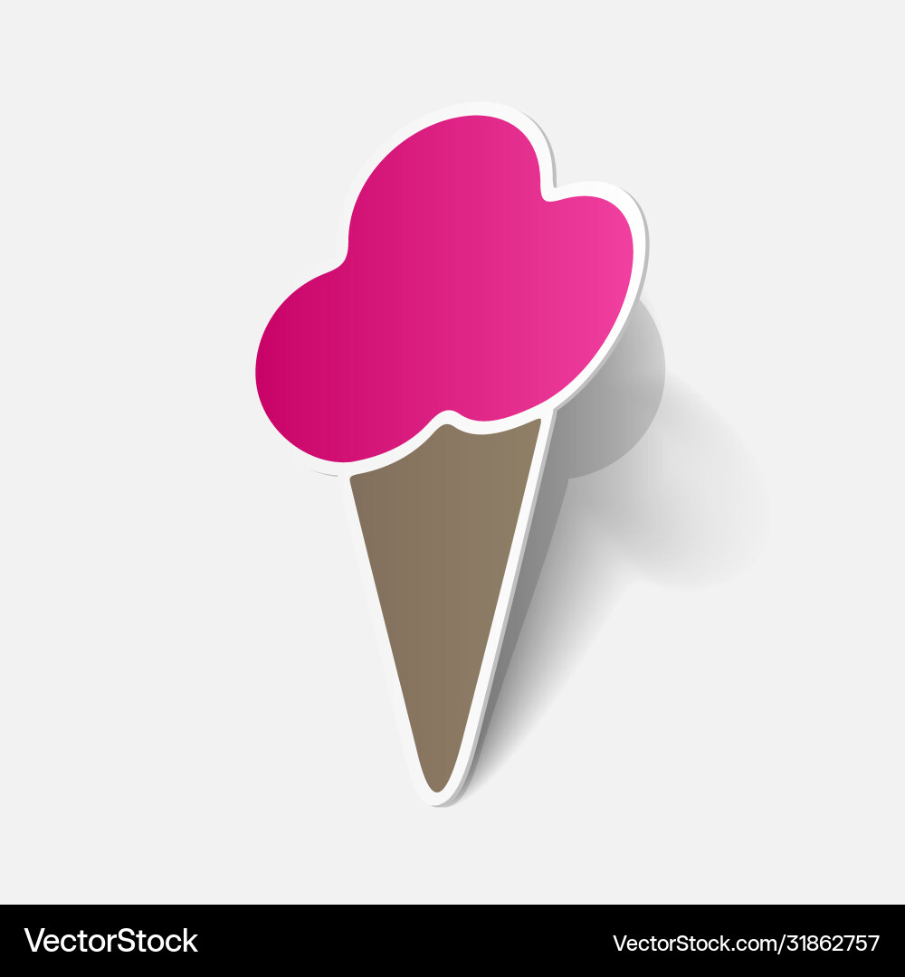 Realistic paper sticker ice cream Royalty Free Vector Image