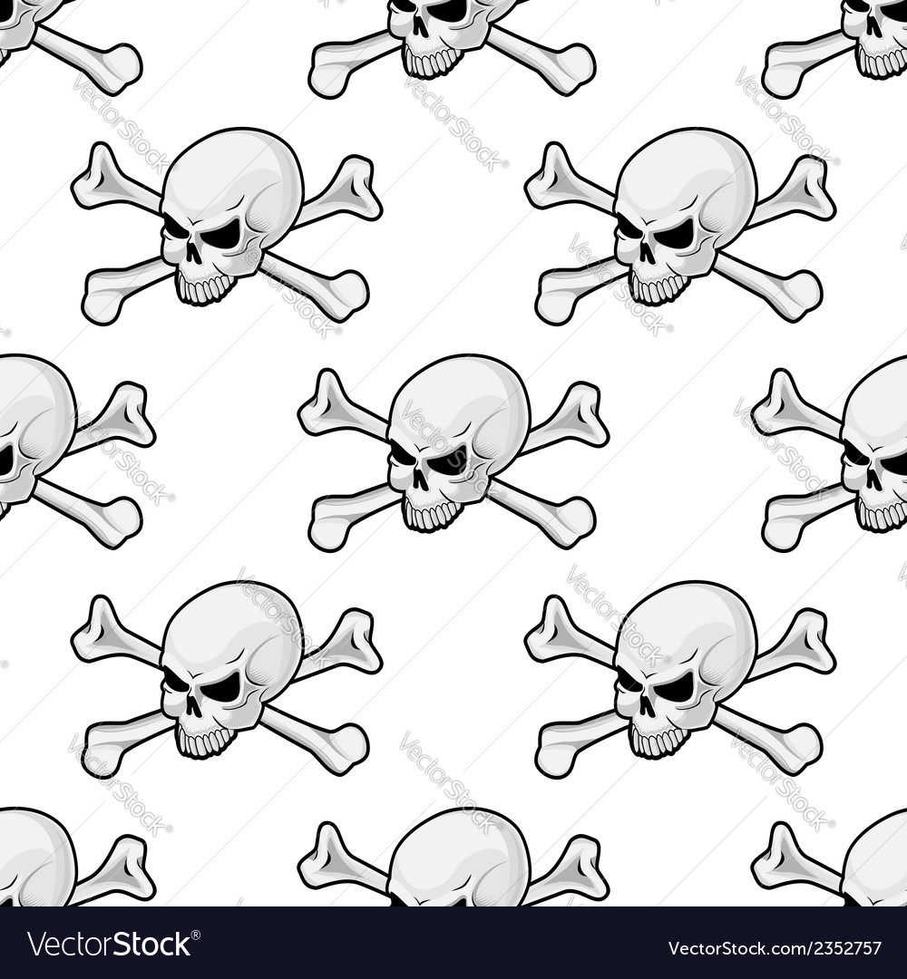 Skull and cross bones seamless pattern Royalty Free Vector