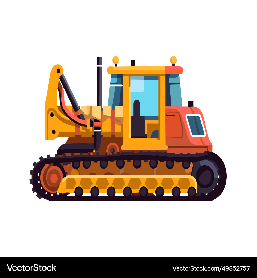 Trencher excavator vehicle flat Royalty Free Vector Image