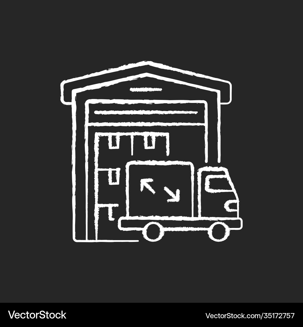 Warehouse facilities chalk white icon on black Vector Image
