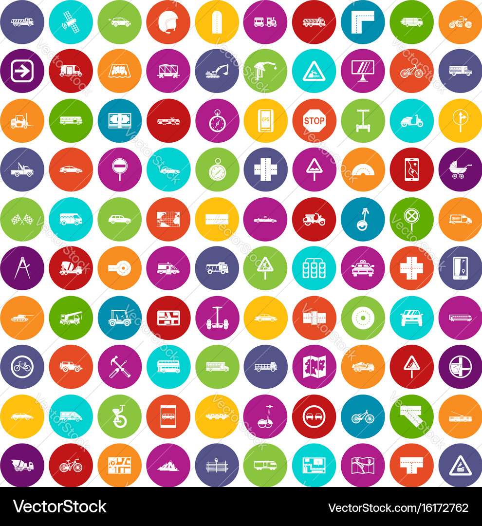 100 location icons set color Royalty Free Vector Image