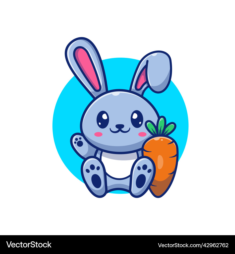 Cute rabbit with carrot cartoon Royalty Free Vector Image