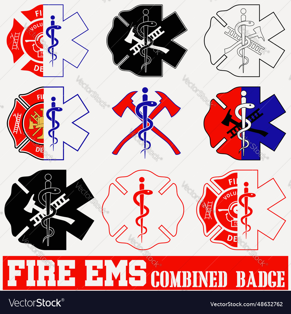 Fire ems badge svg bundle fire department logo p Vector Image