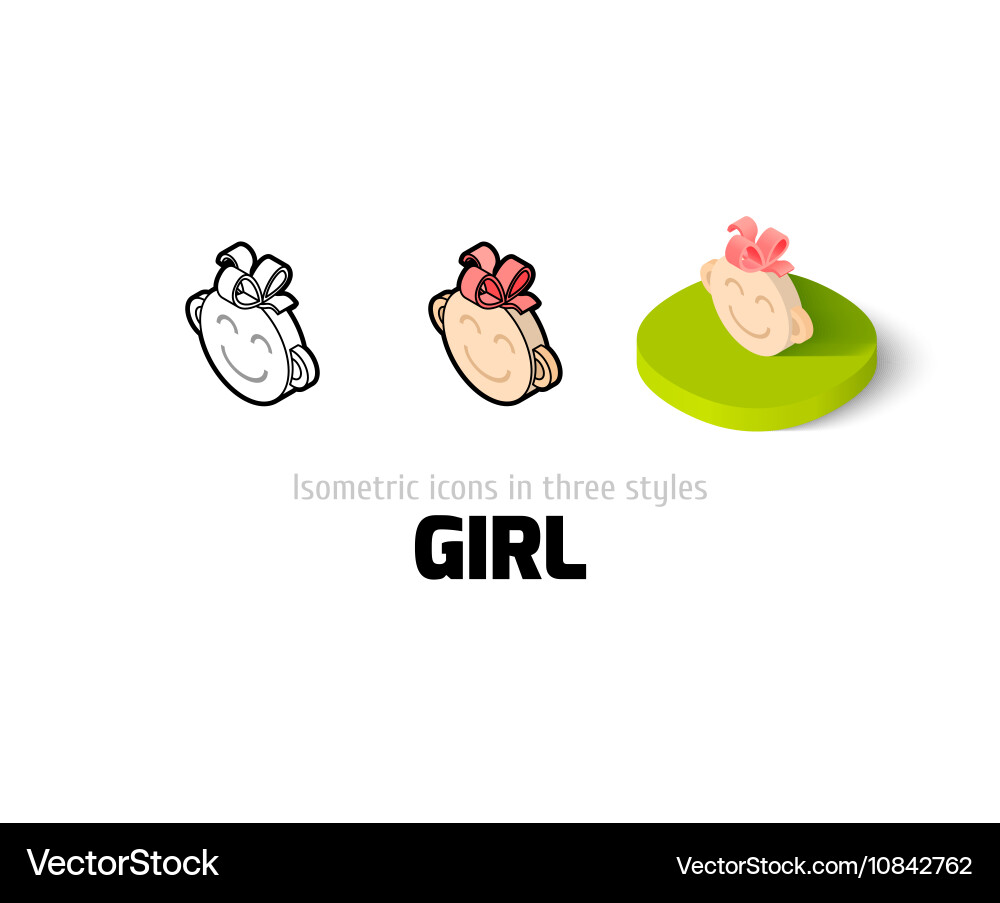 Girl icon in different style Royalty Free Vector Image