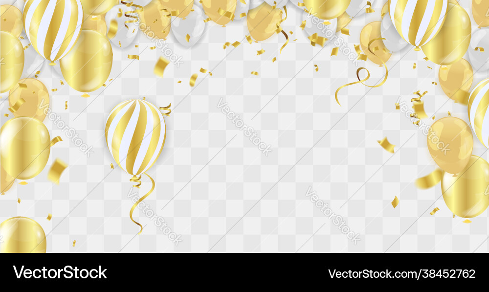 Gold balloons and celebration background template Vector Image