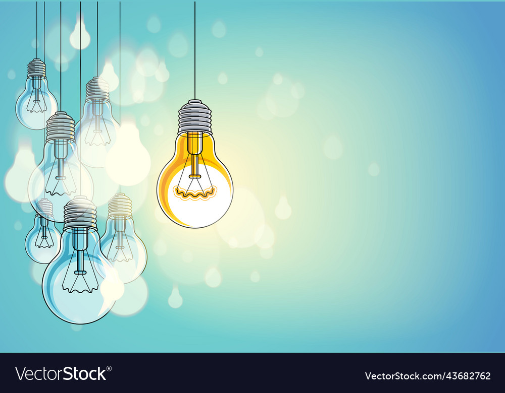 Idea concept light bulbs with single one Vector Image