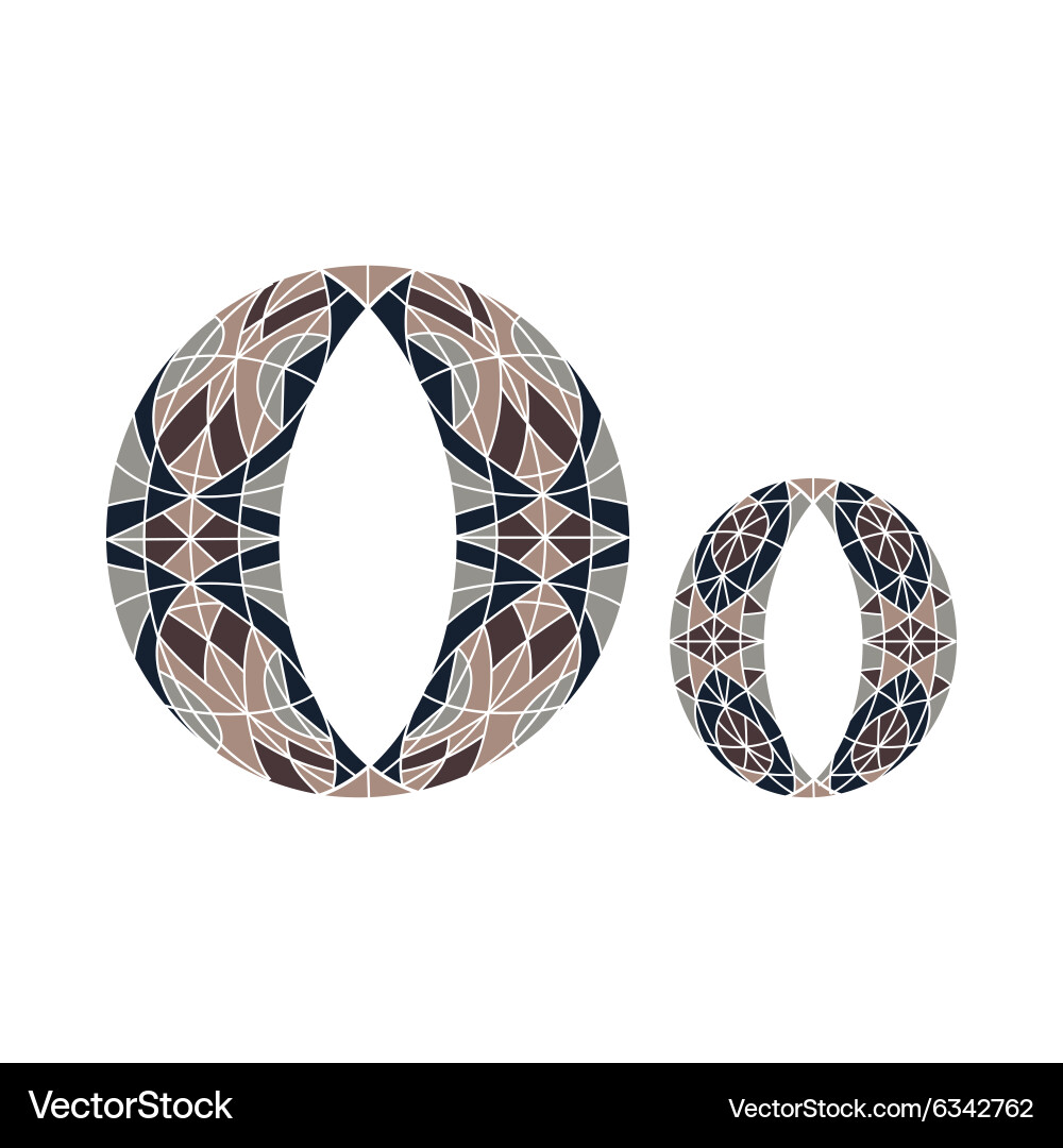 Low poly letter O in brown mosaic polygon Vector Image