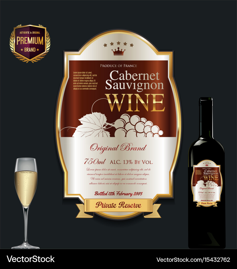 Luxury golden wine label Royalty Free Vector Image