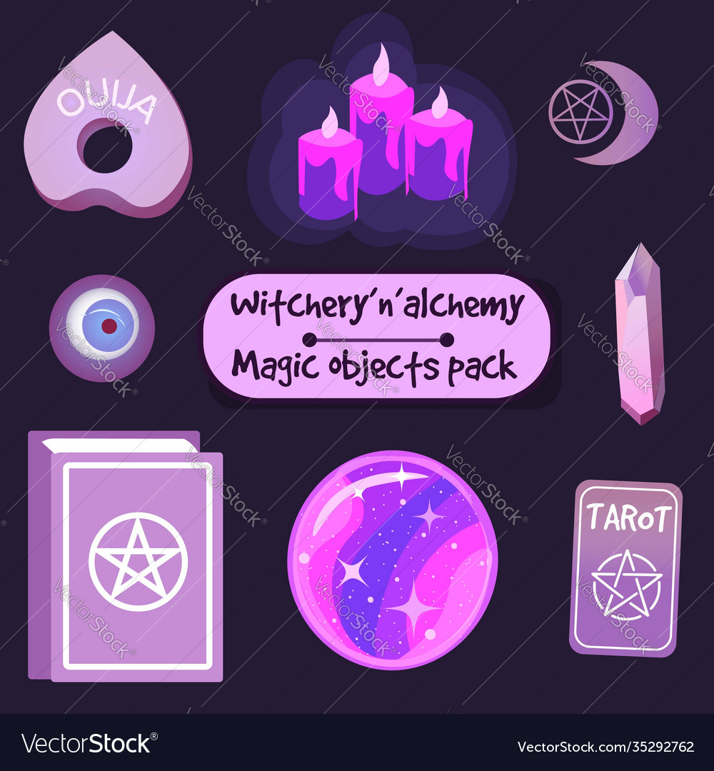 Magic witchery objects and symbols pack Royalty Free Vector