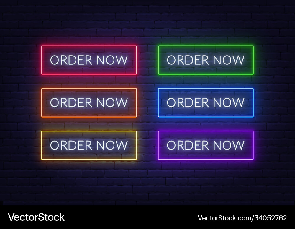 Order now neon sign on a brick background Vector Image