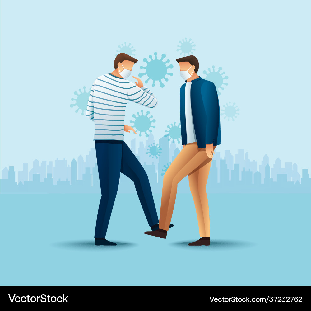 People greeting with foots foot shake Royalty Free Vector