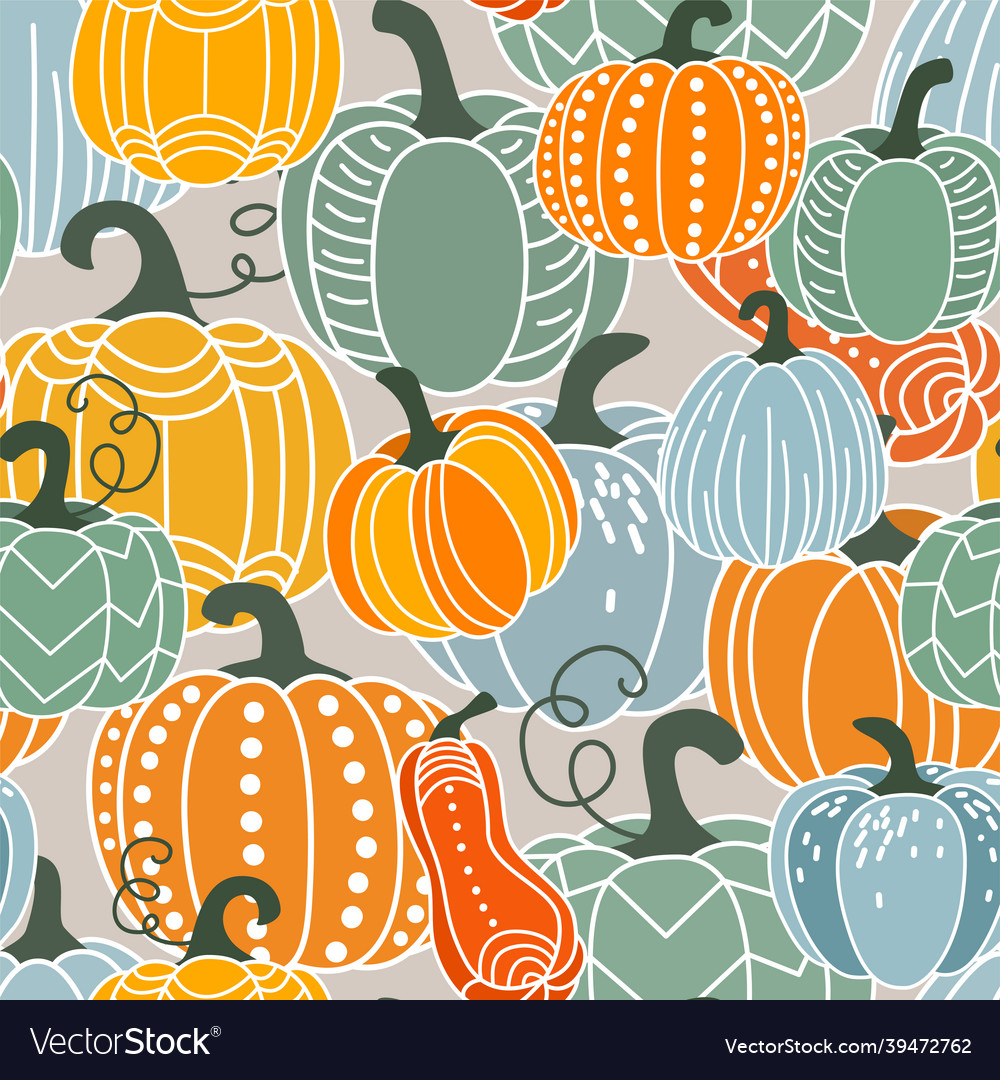 Pumpkin seamless pattern Royalty Free Vector Image