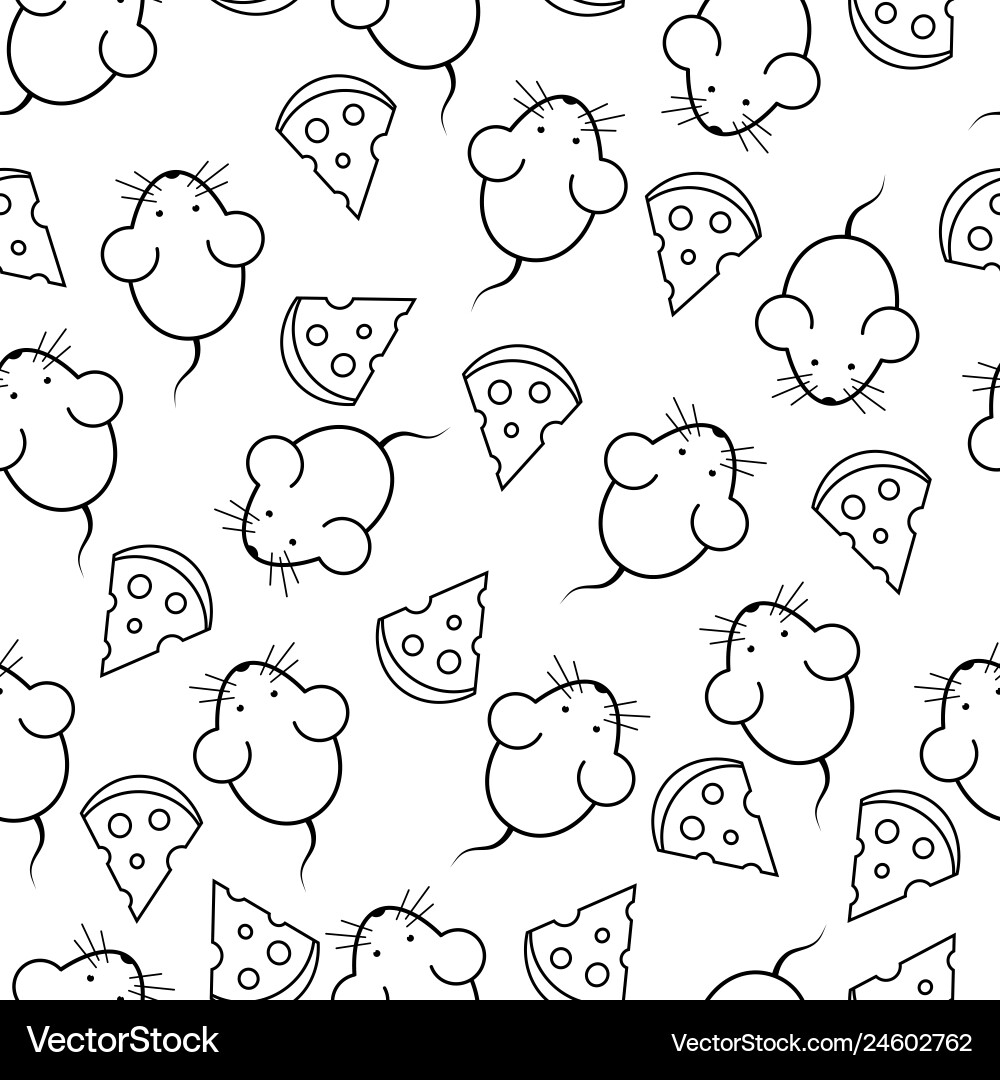 Seamless pattern - mouse and cheese Royalty Free Vector
