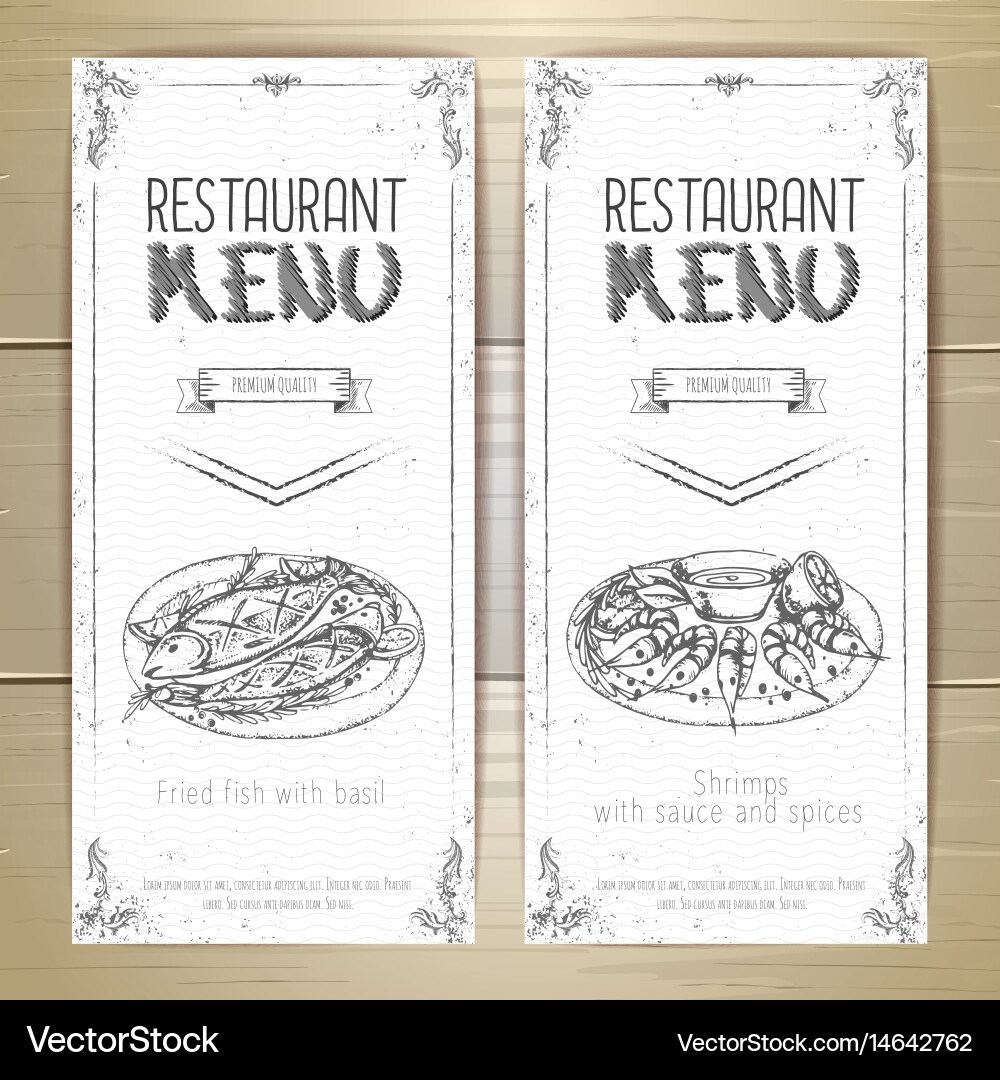 Set of restaurant menu hand drawn banners Vector Image