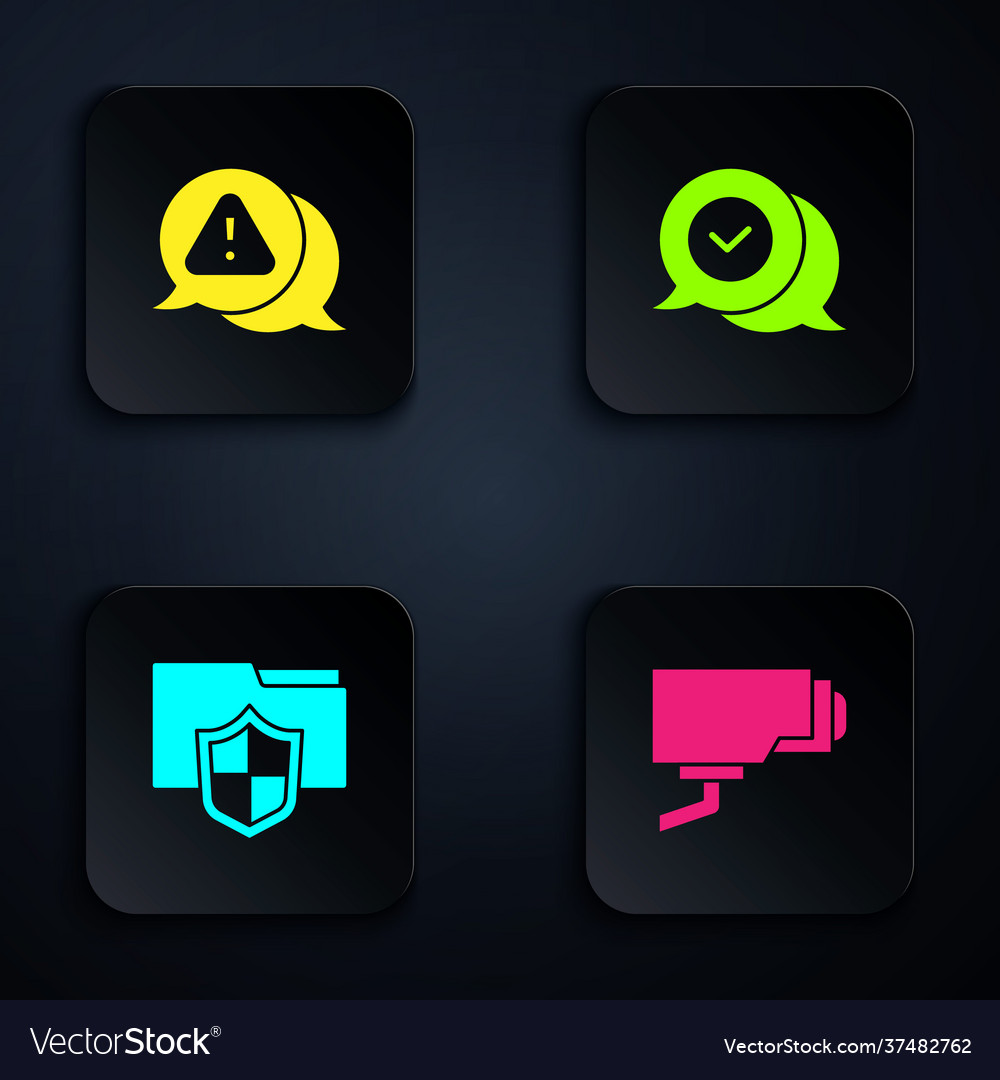 Set Security Camera Exclamation Mark In Triangle Vector Image