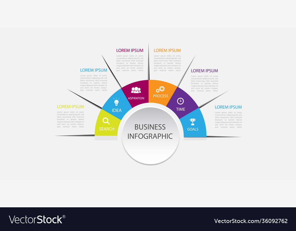 Six steps infographics with main option business Vector Image